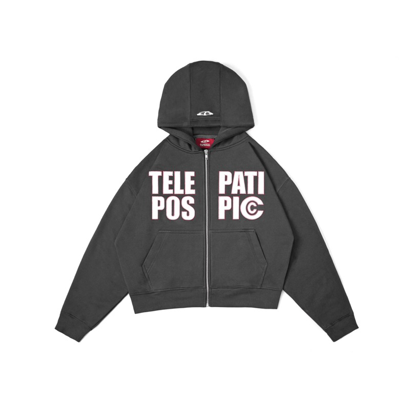 Jual ZIP BOXY HOODIE TELEPATI X POSPIC CONNECTION DARK GREY | Shopee ...