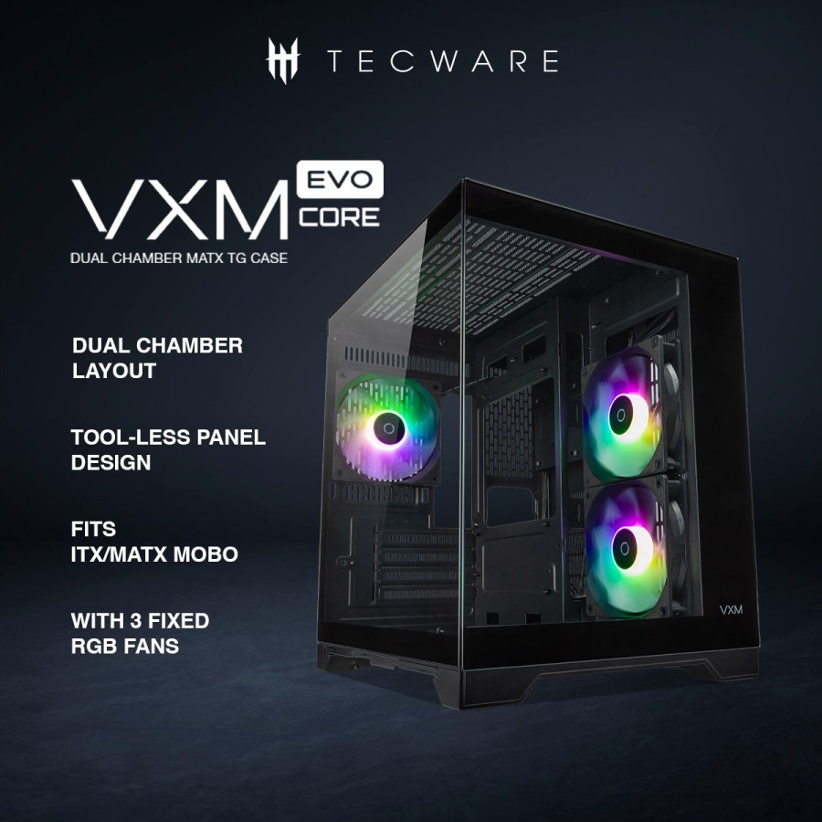 Jual PC Case Gaming Tecware VXM Evo Core Infinity TG Free 3Fan FRGB M ...