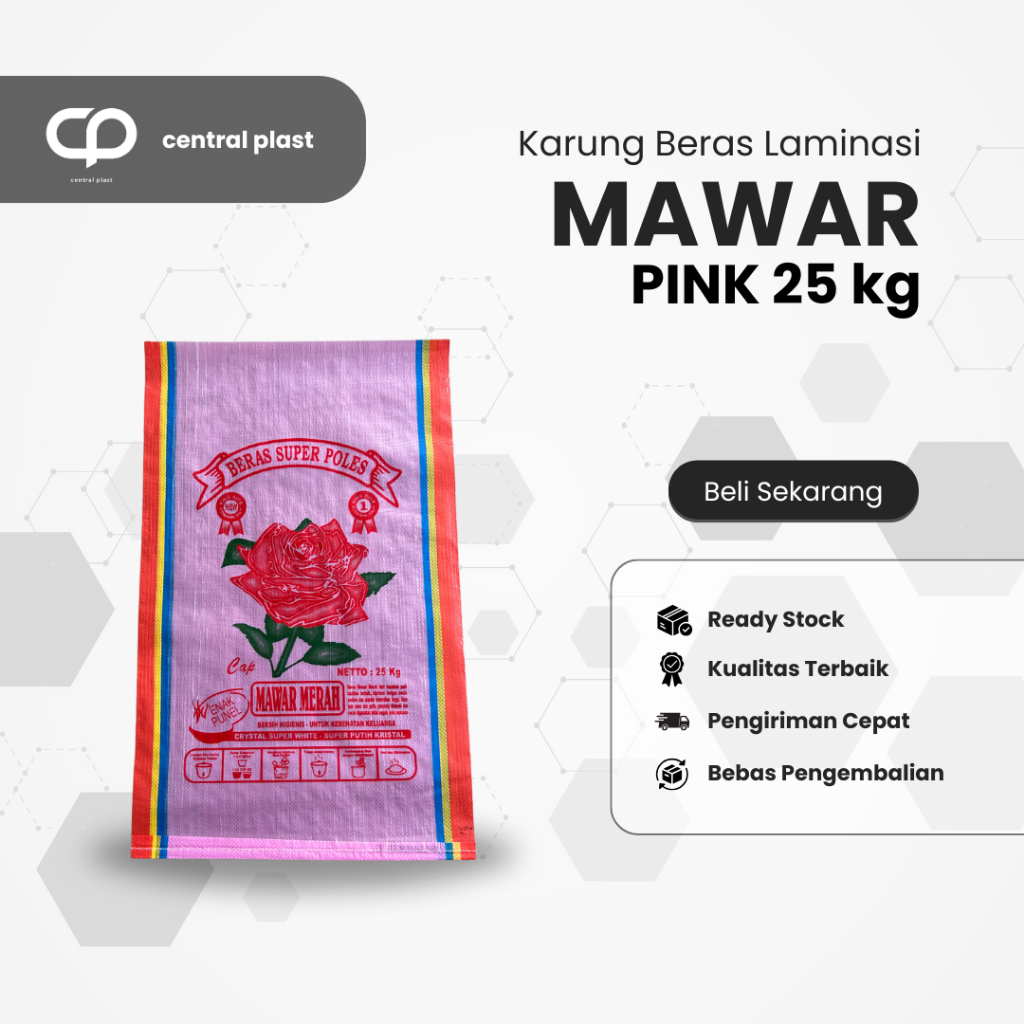 Jual Karung Beras Laminasi 25 kg Cap Mawar Pink | Shopee Indonesia