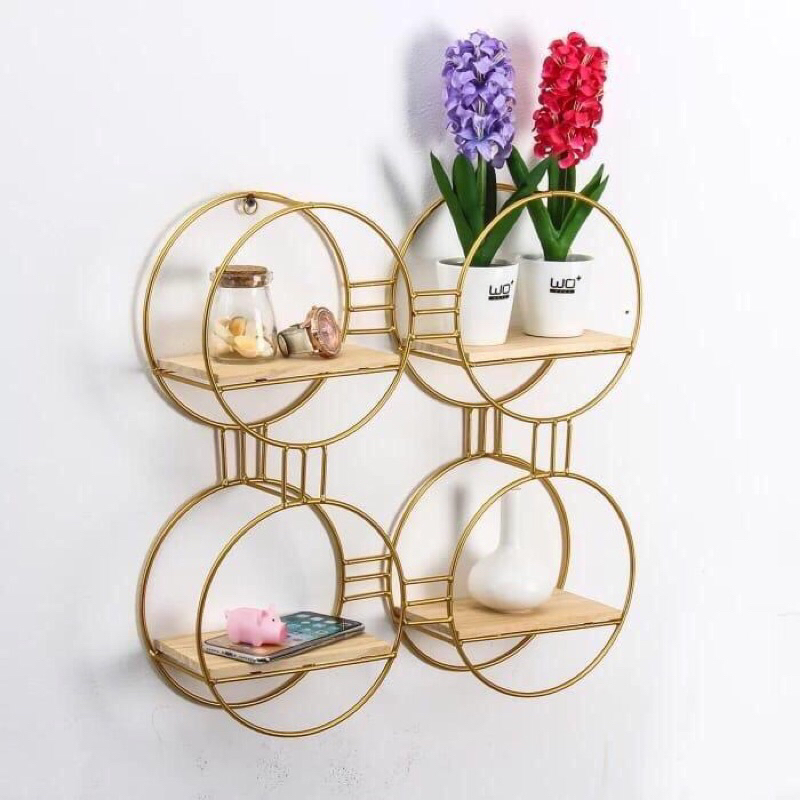 Jual Hiasan dinding besi bulat aesthetic ruang tamu rak dinding bunga ...