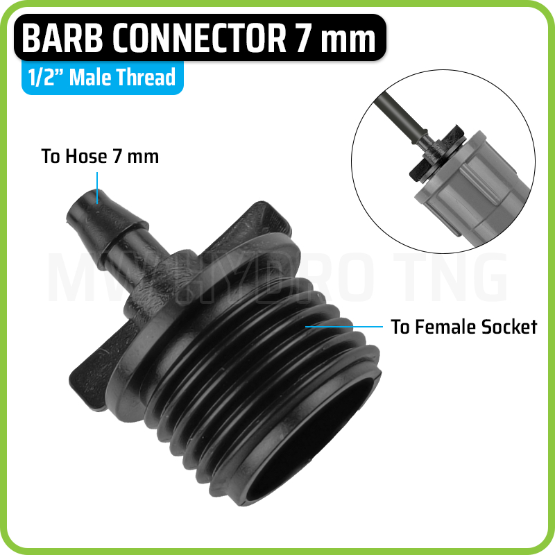 Jual Barb Connector 7 mm - Male Thread 1/2" | Konektor Selang Irigasi ...