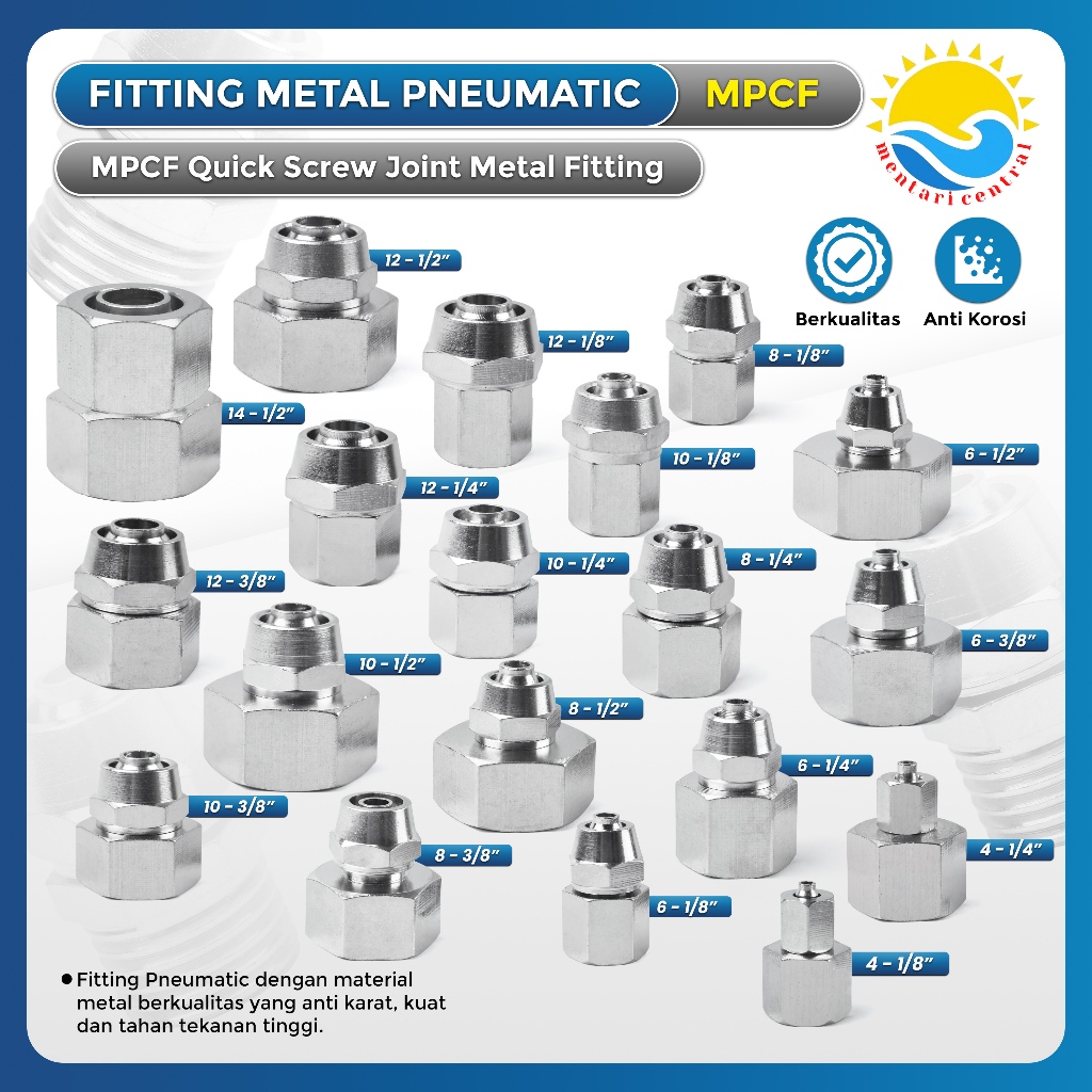 Jual FITTING METAL PNEUMATIC LURUS DRAT DALAM MPCF | Shopee Indonesia