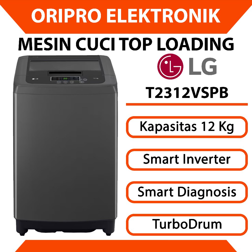 Jual Mesin Cuci Top Loading 12 Kg LG Smart Inverter Motor T2312VSPB ...