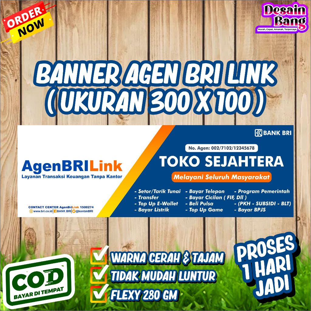Jual Spanduk/Banner Agen BRILink Ukuran 300 x 100 cm (Custom Nama Toko ...