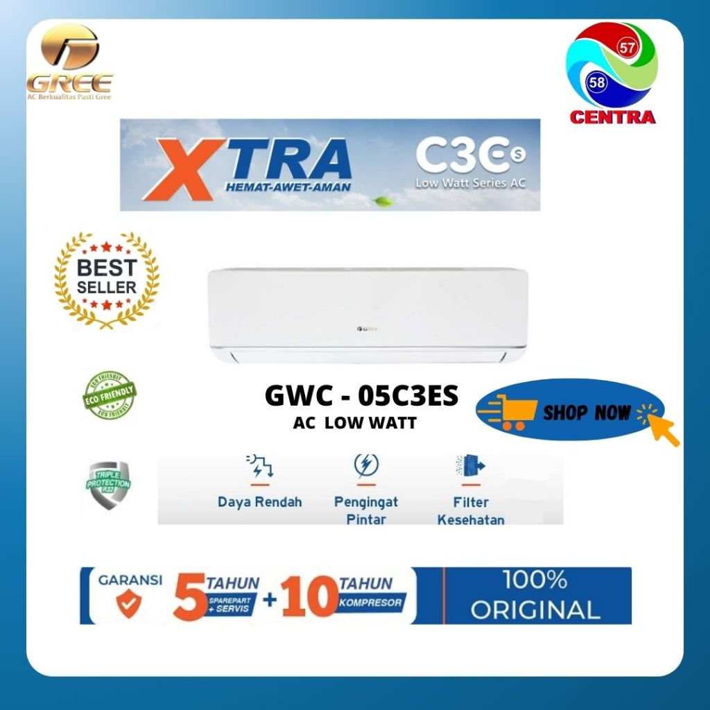 Jual AC GREE SPLIT LOW WATT 1/2 PK (GWC-05C3ES) | Shopee Indonesia