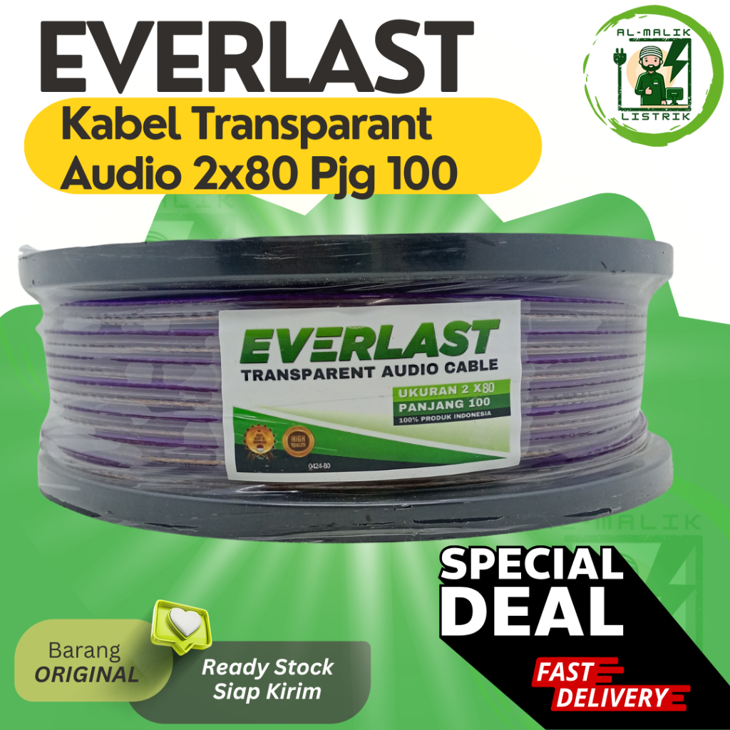 Jual Kabel Everlast Transparent Audio 2x80 Panjang 100 | Shopee Indonesia