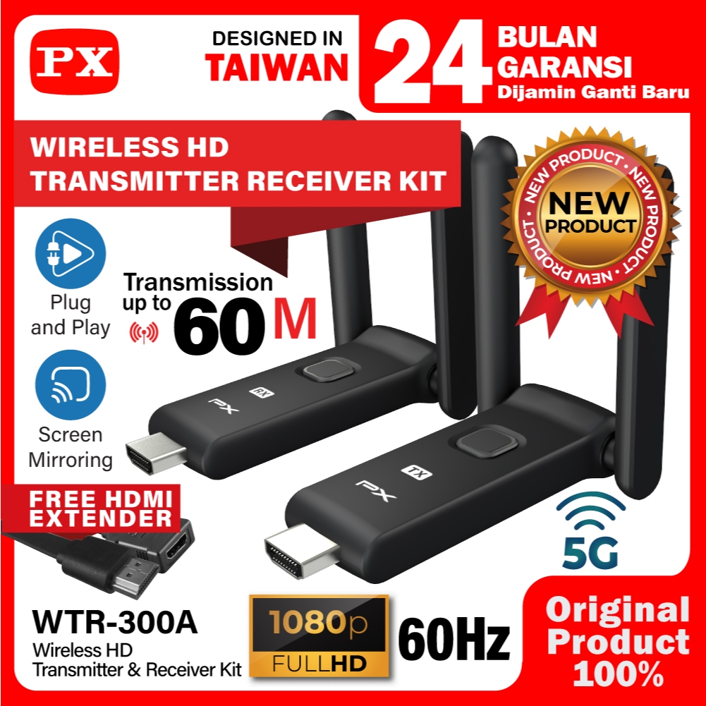 Jual Wireless HDMI Transmitter Receiver Audio Video Display Stick Laptop Smartphone 60 meter PX ...