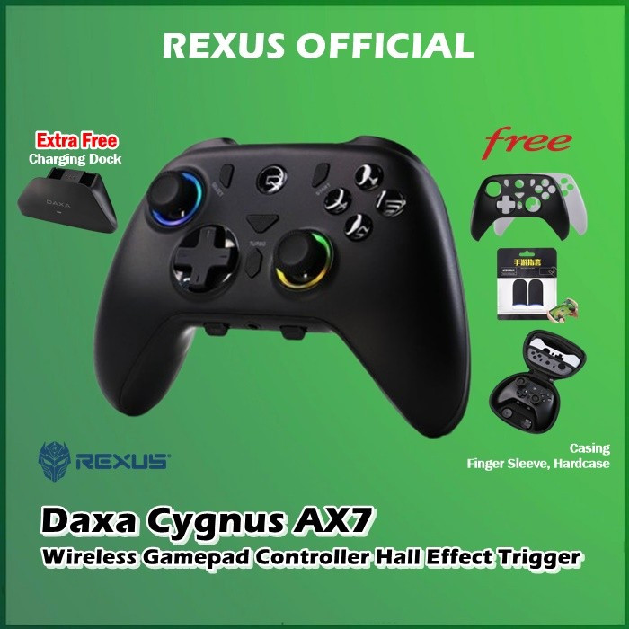 Jual Rexus Daxa Cygnus AX7 Wireless Gamepad Controller Joystick Hall ...