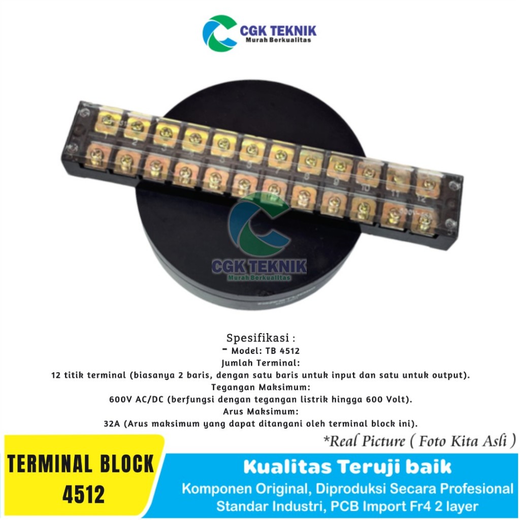 Jual CGK TEKNIK - TERMINAL BLOCK TB 4512 - BLOK TERMINAL 45A 12 PIN | Shopee Indonesia