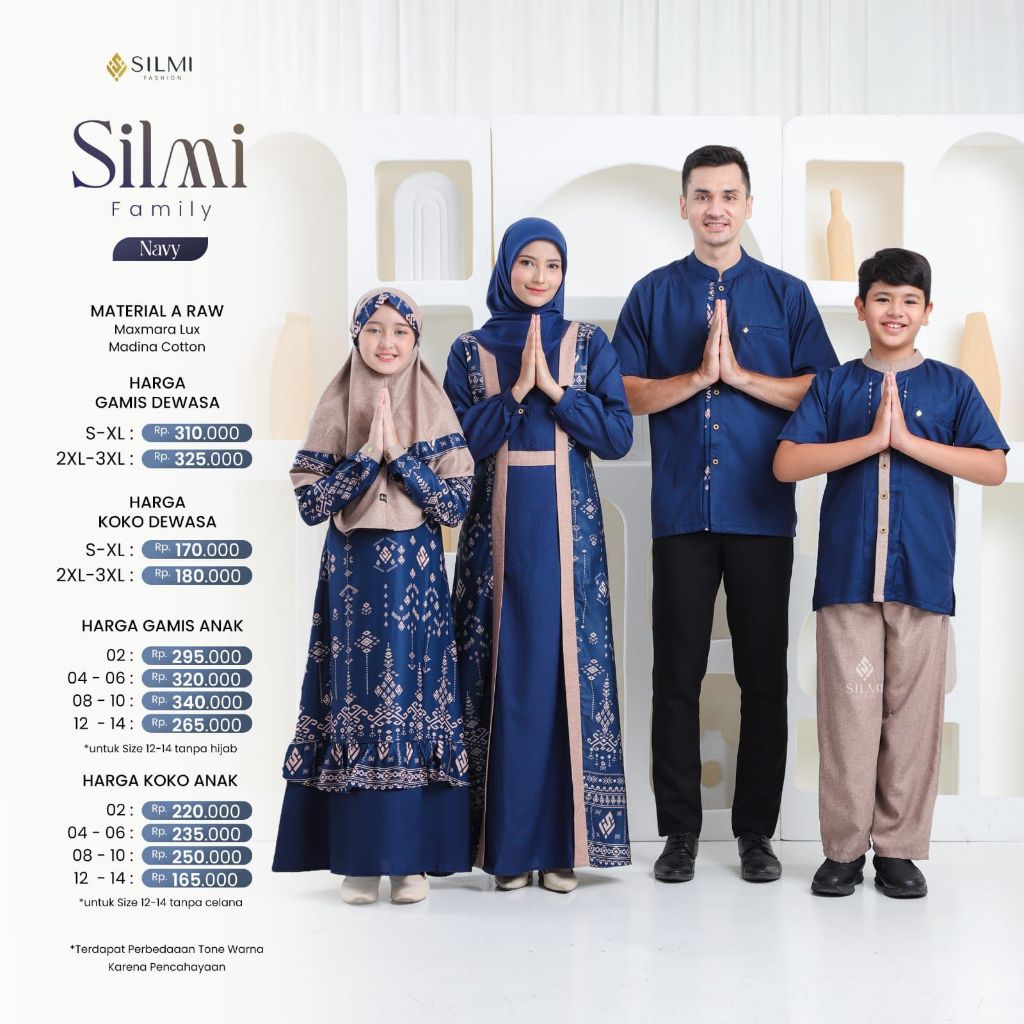 Jual SERAGAM SILMI NAVY TERBARU 2025 COUPLE FAMILY LEBARAN SILMI ...