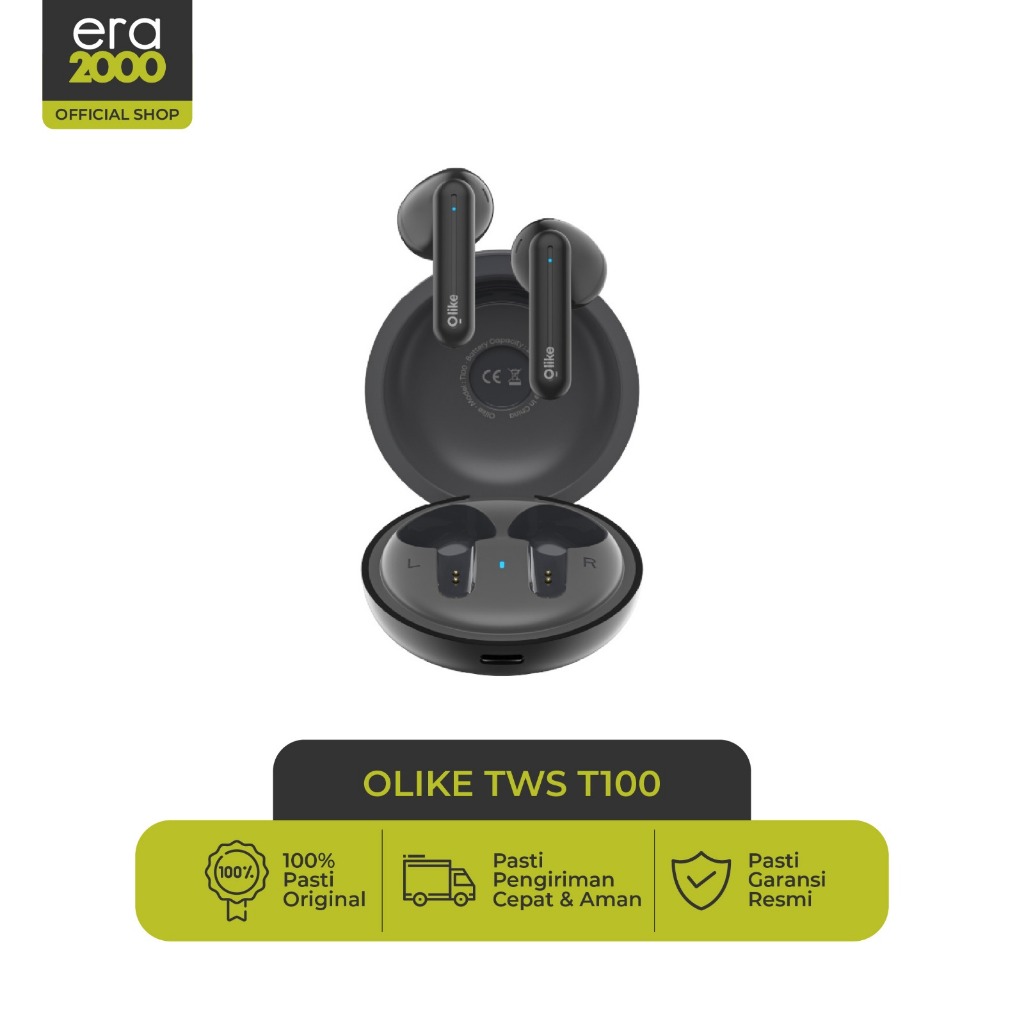 Jual Era 2000-Olike Wireless Earphone Earbuds TWS T100 Bass Max Bluetooth 5.3 30H IPX4 Black ...