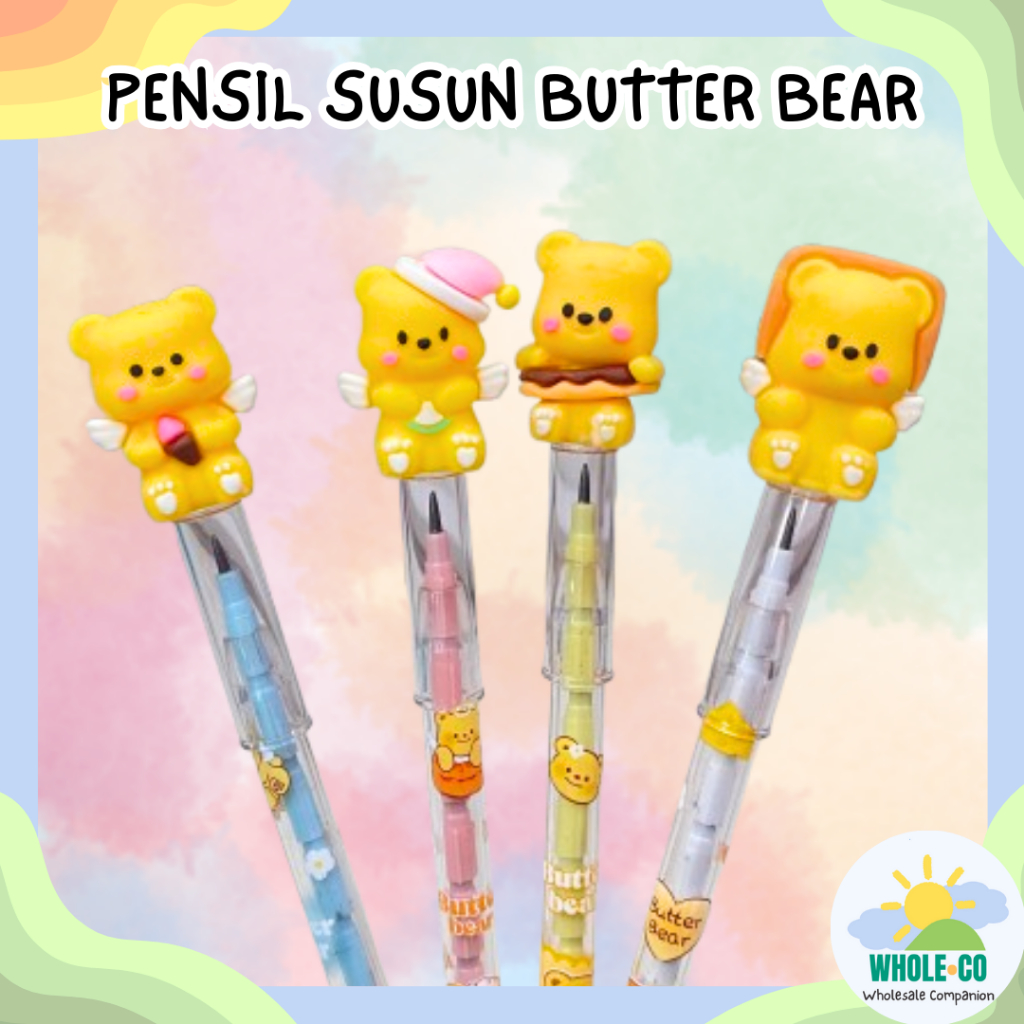 Jual Pensil Susun Butter Bear Premium Cute Beruang Kuning Pastel Lucu ...
