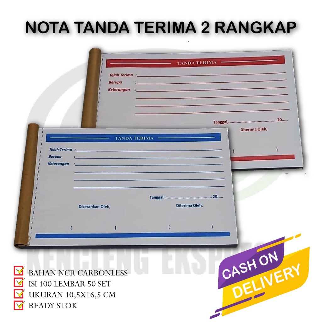 Jual NOTA TANDA TERIMA 2 RANGKAP ISI 100 LEMBAR 50 SET UKURAN 1/4FOLIO ...