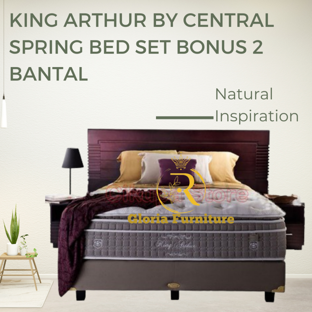 Jual king arthur by central spring bed set bonus 2 bantal | Shopee ...