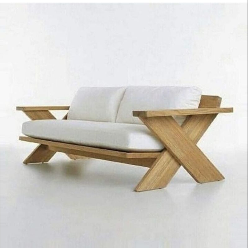Jual bangku sofa bangku minimalis kayu jati 2seater | Shopee Indonesia