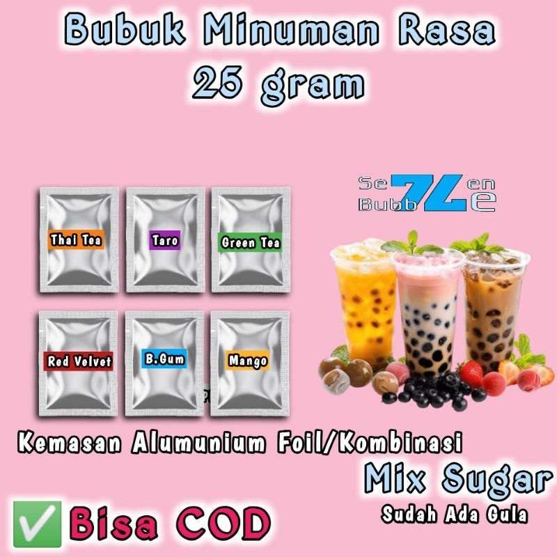 Jual Bubuk Minuman Rasa 25gr Serbuk Minuman Aneka Rasa 25 gram | Shopee ...