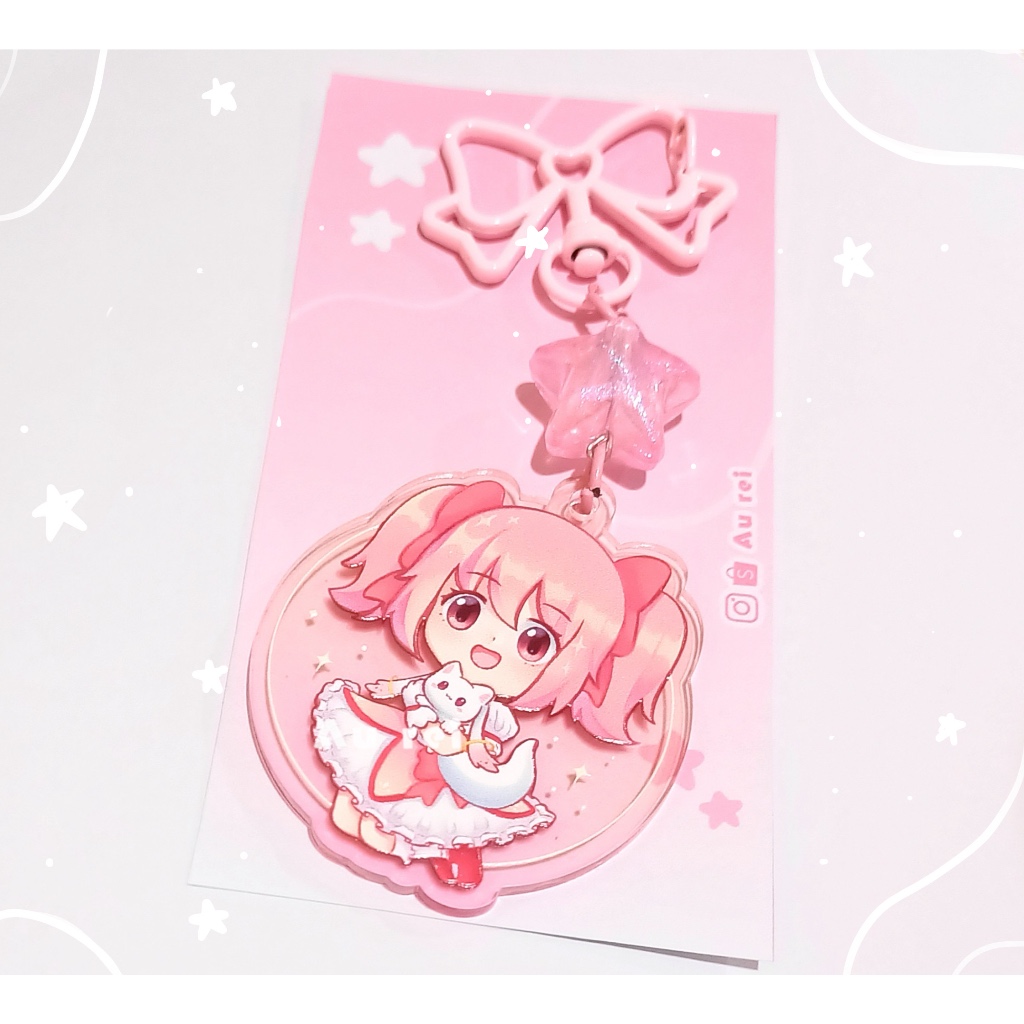 Jual Madoka Magica |long keychain | Madoka kaname & kyubey | gradient ...