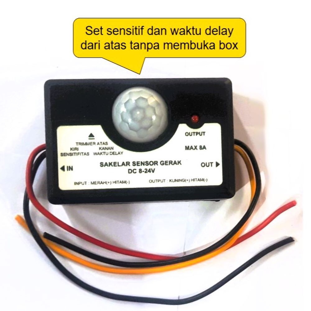Jual Saklar Sensor Gerak DC 12V 8-24V PIR Adjustable Seting Mudah ...