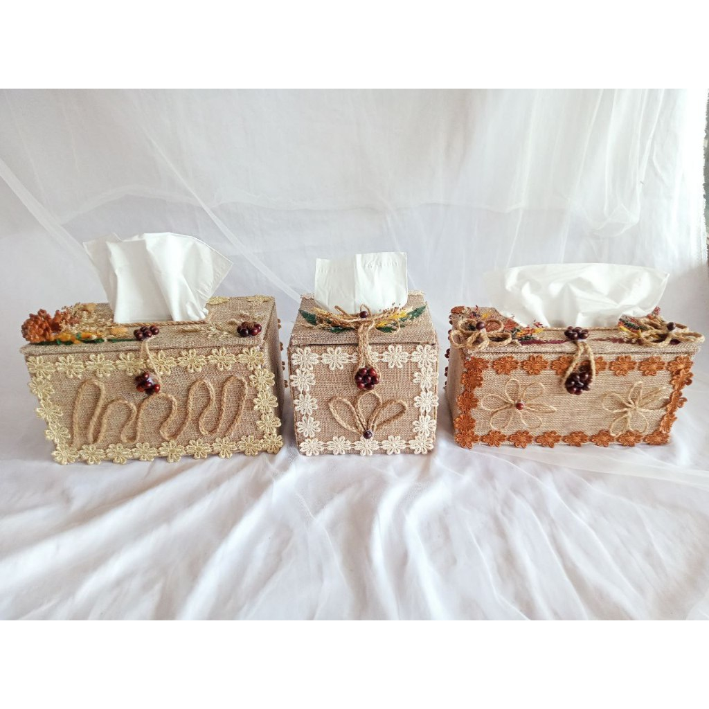 Jual Tempat Tisu kotak besar aesthetic dari kardus | rustic | bunga ...