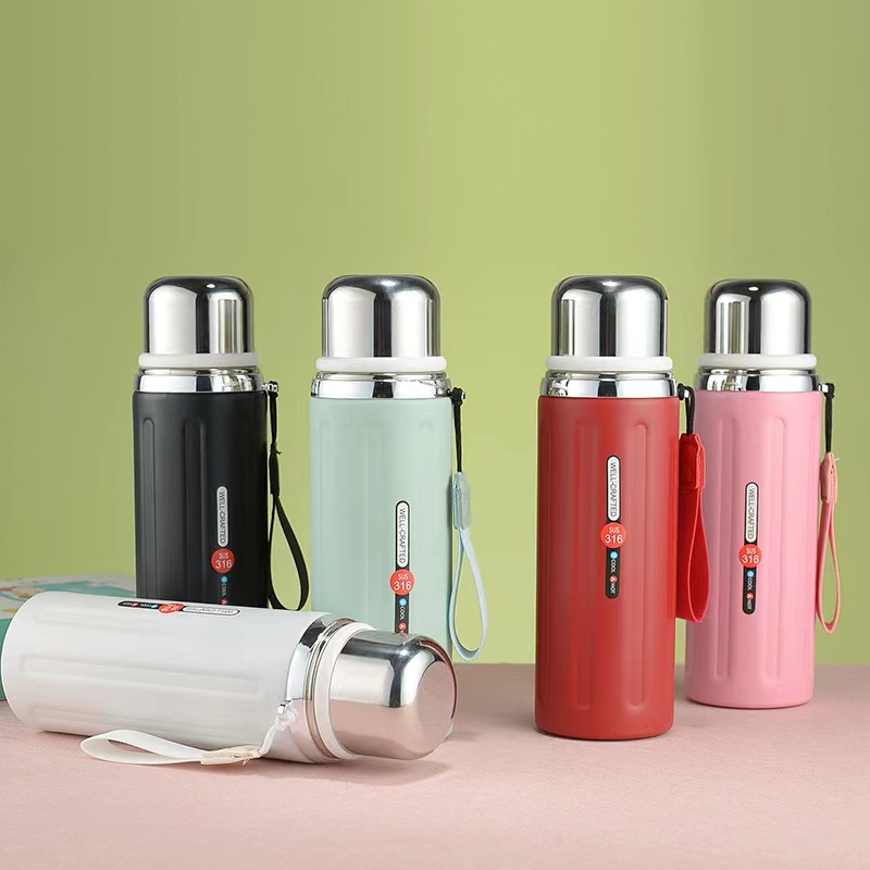 Jual THERMOS STAINLESS SUS 316 TERMOS FLASK TALI PENDEK TAHAN PANAS DAN ...