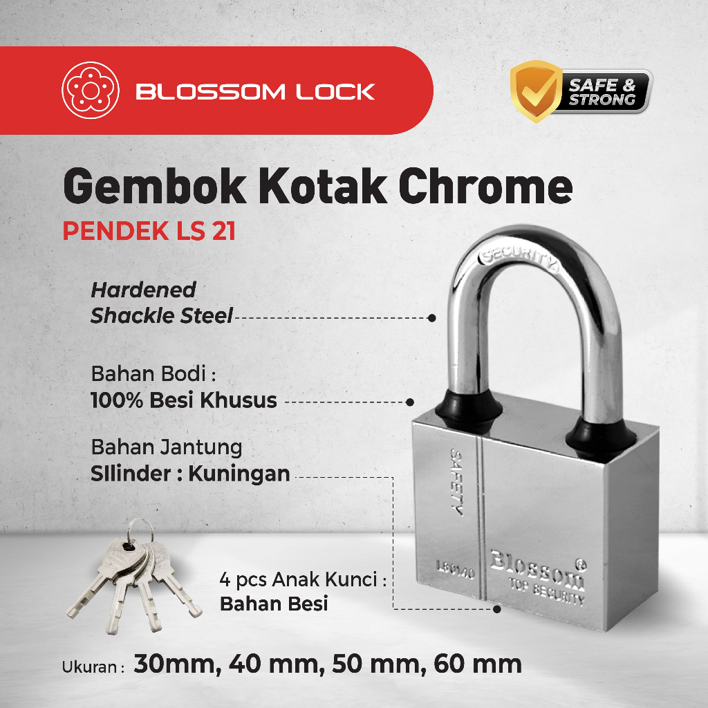 Jual GEMBOK BESI BAJA LS2100 / GEMBOK KOTAK PANJANG BLOSSOM UNTUK PINTU ...