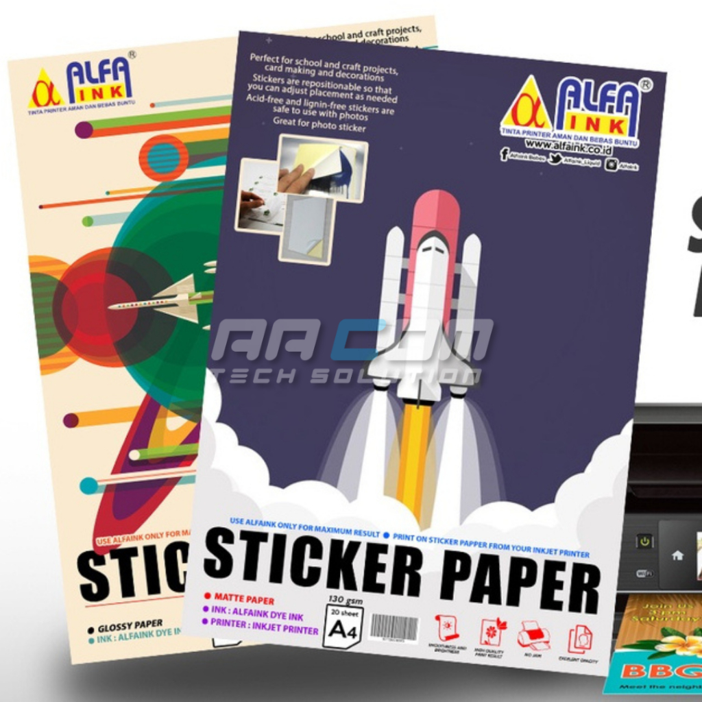 Jual KERTAS STIKER A4 STICKER PAPER ALFAINK A4 120 GSM 20 LEMBAR KERTAS ...