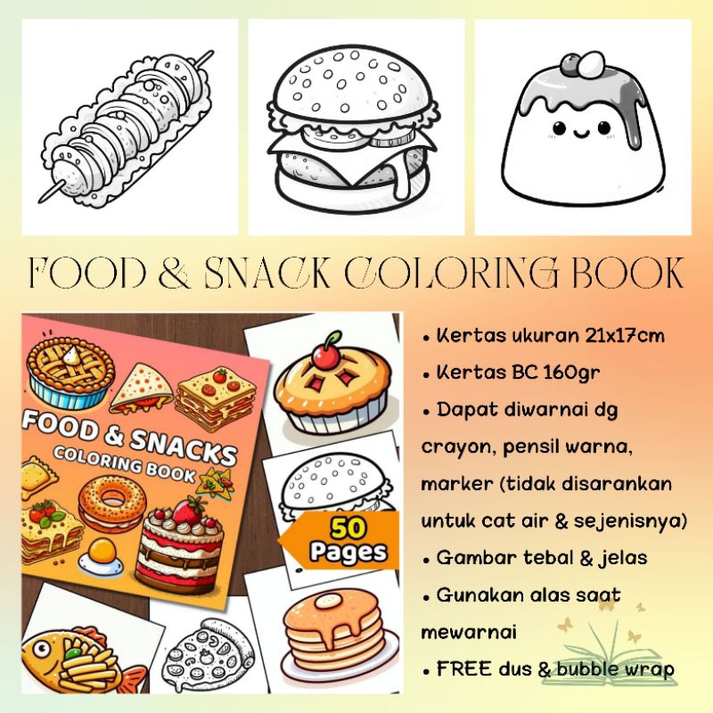 Jual FOOD & SNACK COLORING BOOK | SIMPLE COLORING BOOK | BUKU MEWARNAI ...