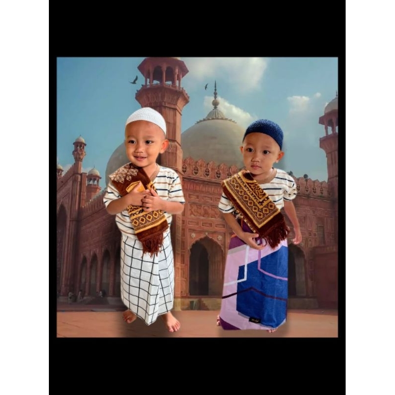 Jual paket 3in1 set tarawih anak alat sholat anak sarung+peci+sajadah ...