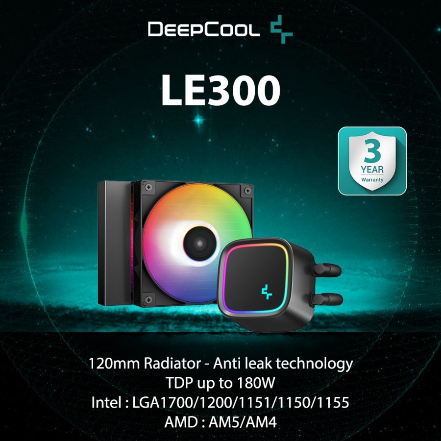 Jual Deepcool LE300 6 Color LED Liquid CPU Cooler (120MM fixed RGB ...
