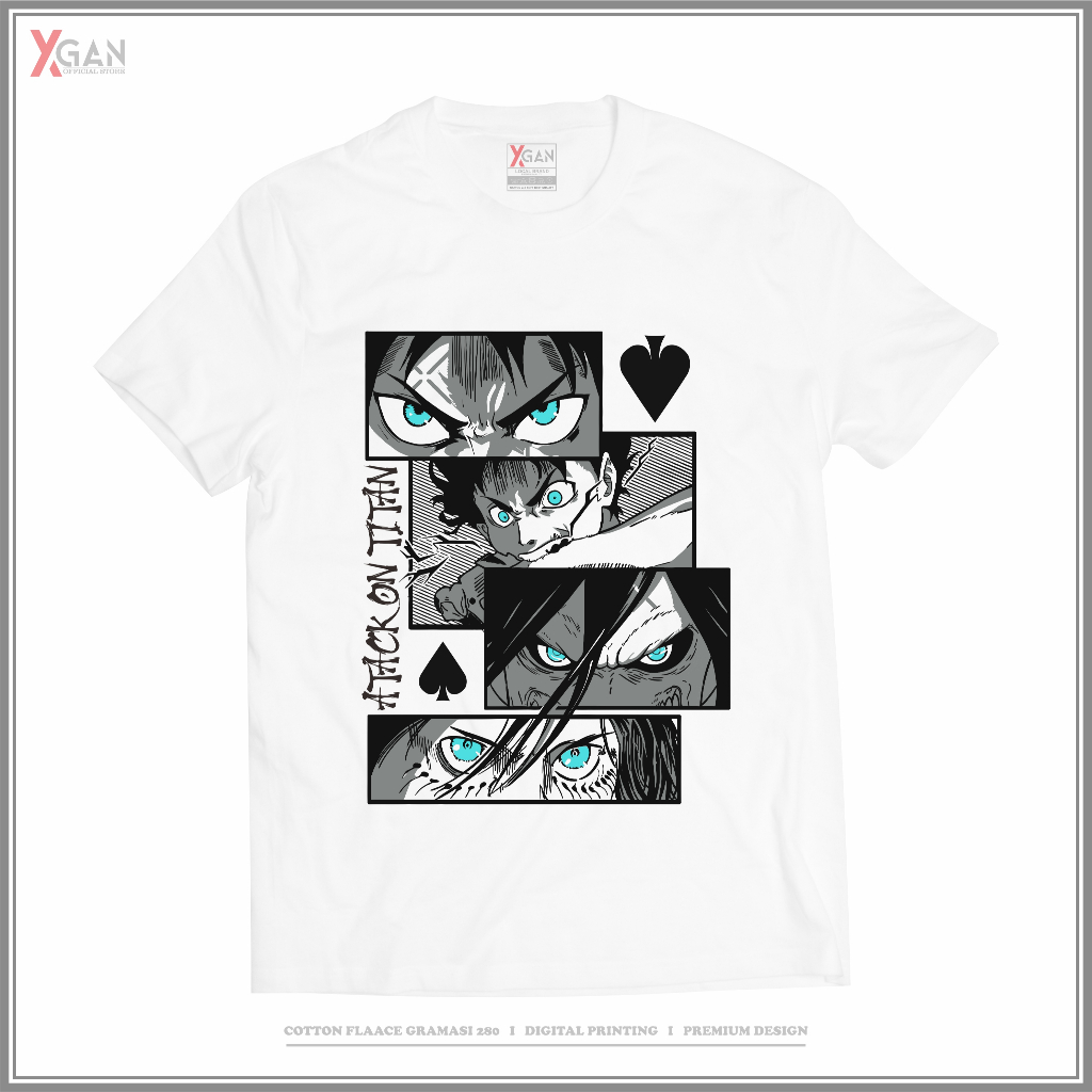Jual XGAN Series Baju Attack On Titan Eren Yeager AOT013X Kaos Distro ...