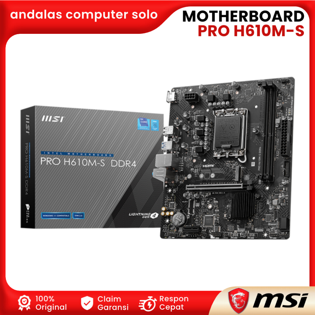Jual MAINBOARD MOBO MSI PRO H610M-S m-ATX DDR4 LGA1700 USB3.2 SATA3 ...