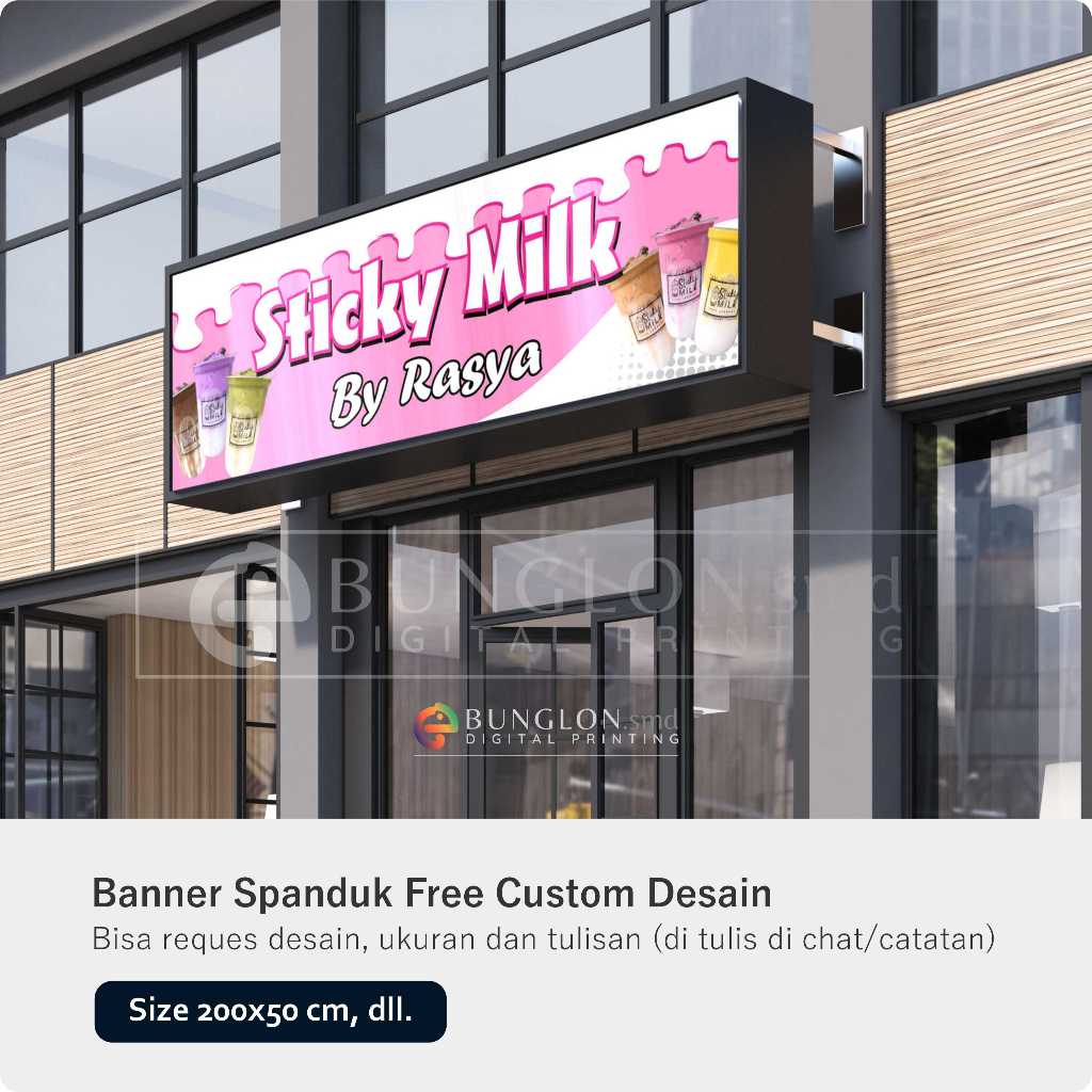 Jual PRINT CETAK SPANDUK BENNER MINUMAN ES STICKY MILK FREE CUSTOM ...