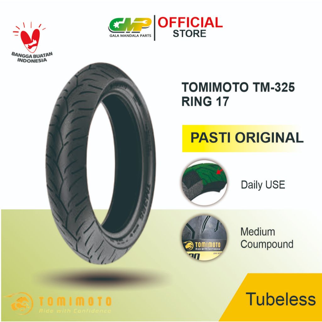 Jual Tomimoto TM325 70/90 80/90 90/90 Ring 17 Tubeless Ban Luar Motor Bebek Supra Revo Jupiter ...