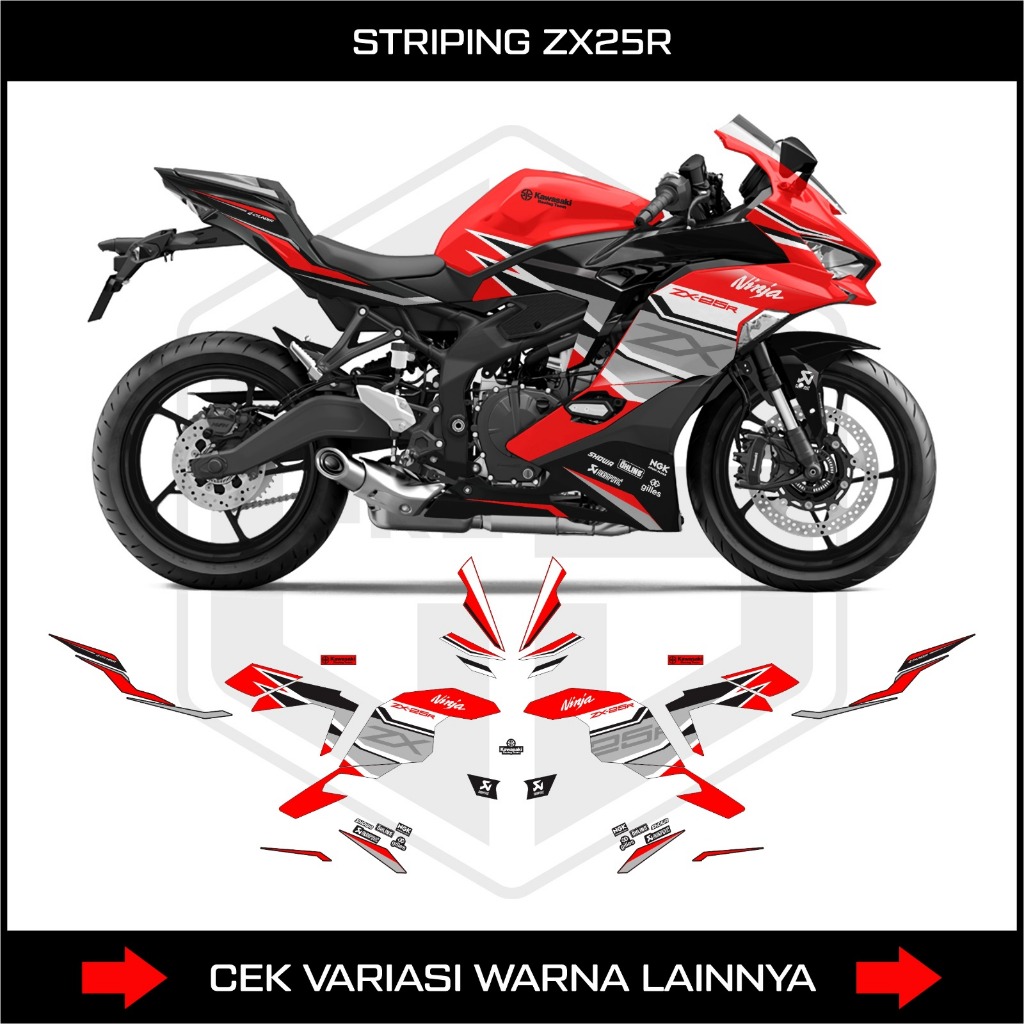 Jual STIKER STRIPING KAWASAKI NINJA ZX25R LIVERY RACING RED / STICKER ...