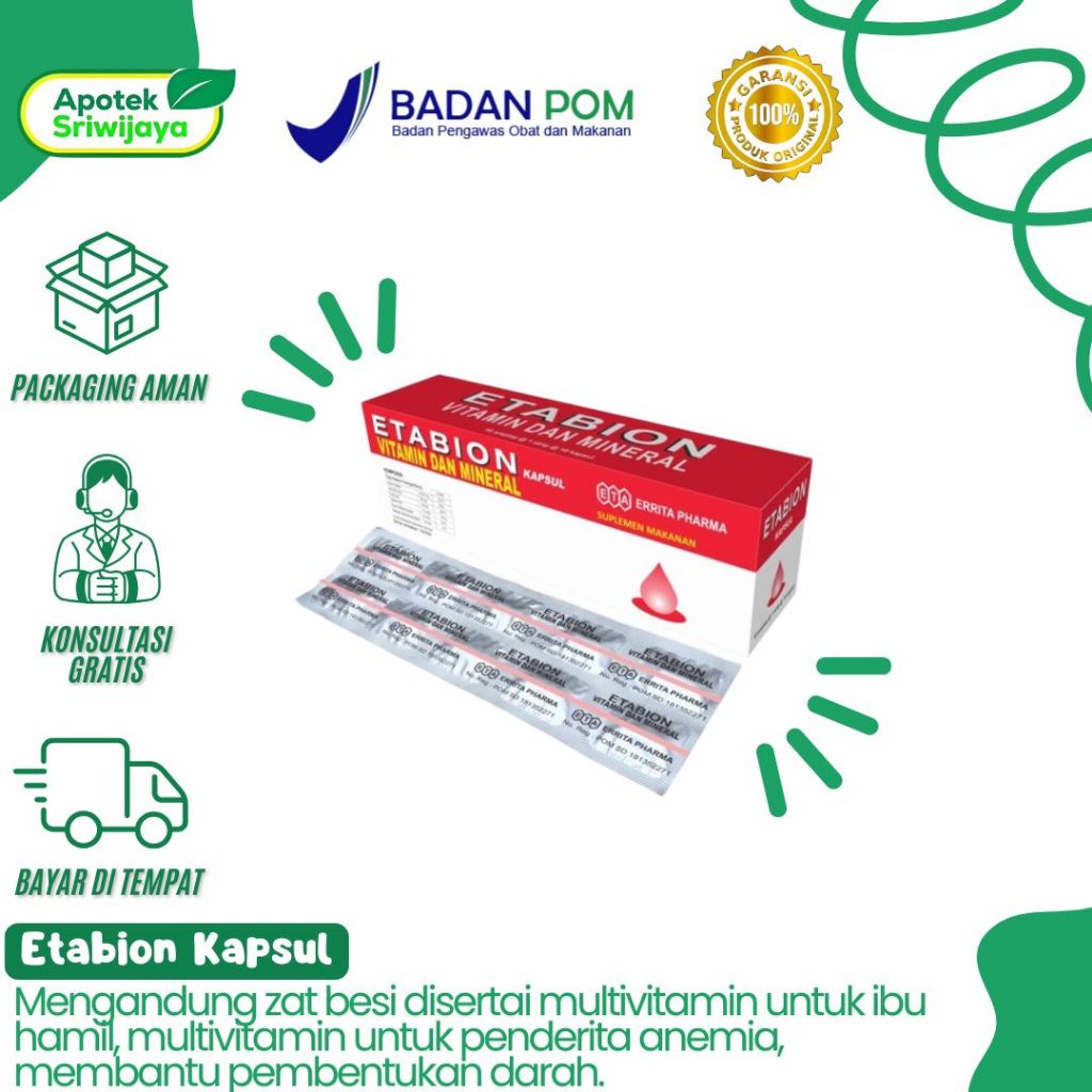 Jual Etabion Kapsul Suplemen Tambah Darah ( 1 strip isi 10 kapsul ...