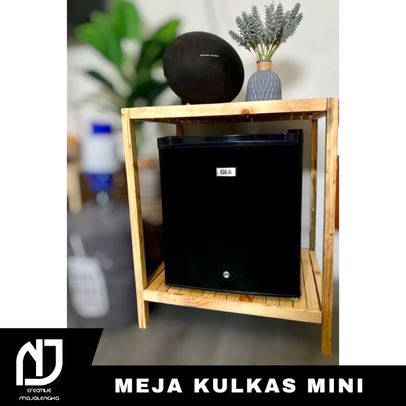 Jual NJ Creative - Meja Kulkas Mini Serbaguna Kayu 2 Tingkat | Shopee ...