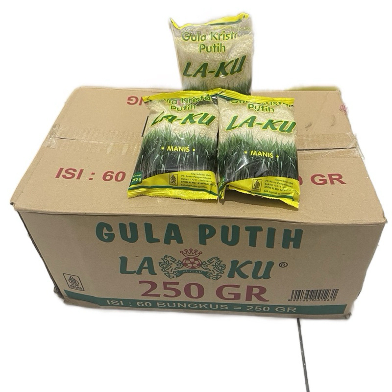 Jual Gula Pasir LaKu 250 Gram 1 Dus Isi 60 Pcs | Shopee Indonesia