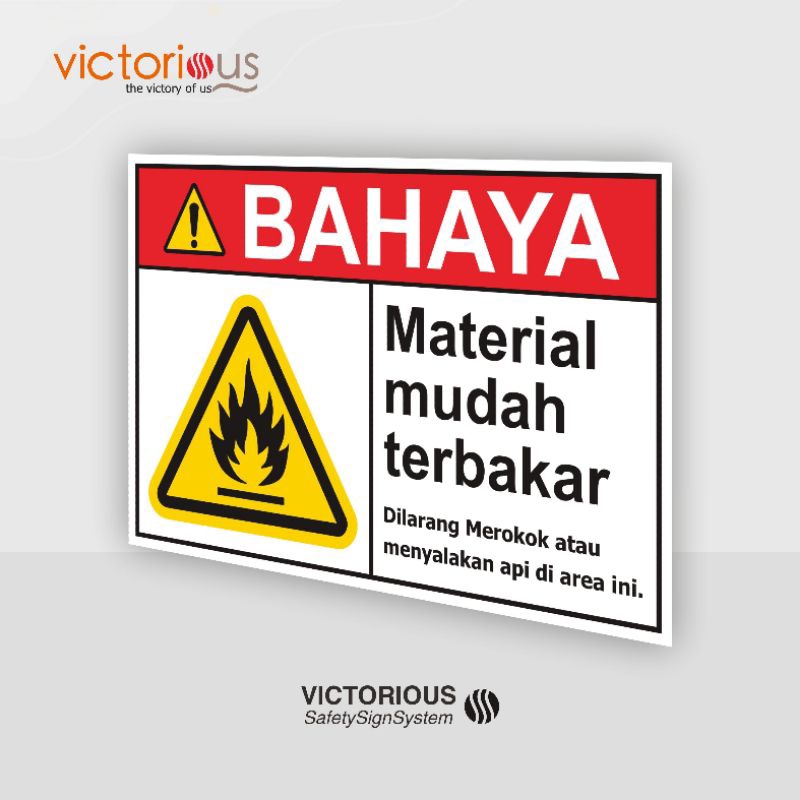 Jual Sticker Safety Sign K3 Bahaya Material Mudah Terbakar Dilarang ...