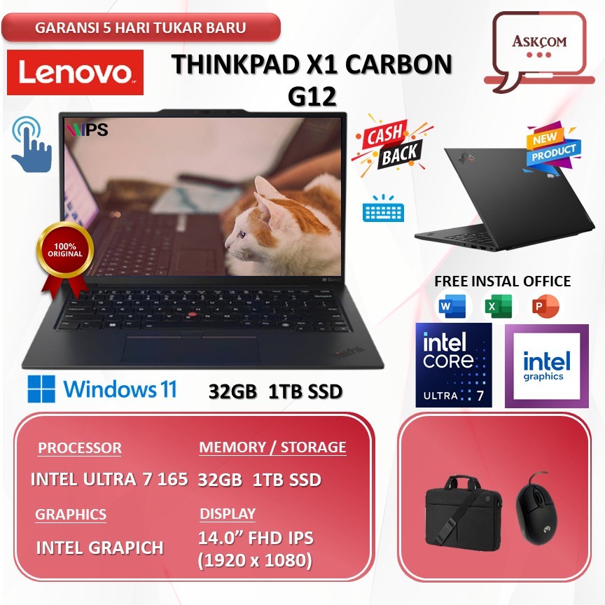 Jual Laptop Lenovo Thinkpad X1 Carbon G12 Touch Ultra 7 165 32GB 1TB ...