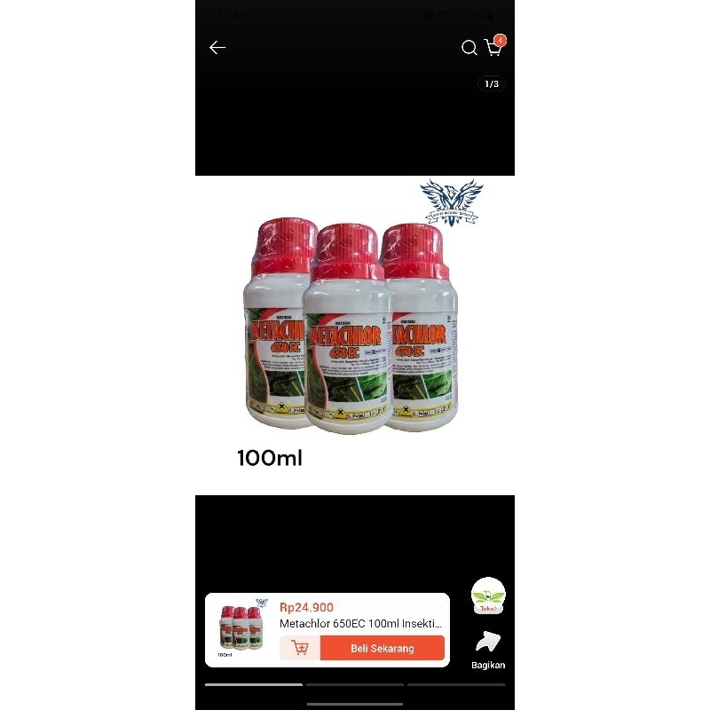 Jual Metachlor 650EC 100ml Insektisida Klorpirifos 550 g/l Sipermetrin ...