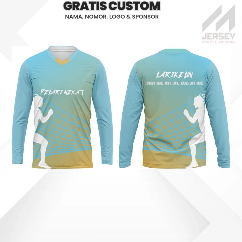 Jual Jersey Wins Pelari Biru Kuning Full Printing Gratis Custom Nama ...