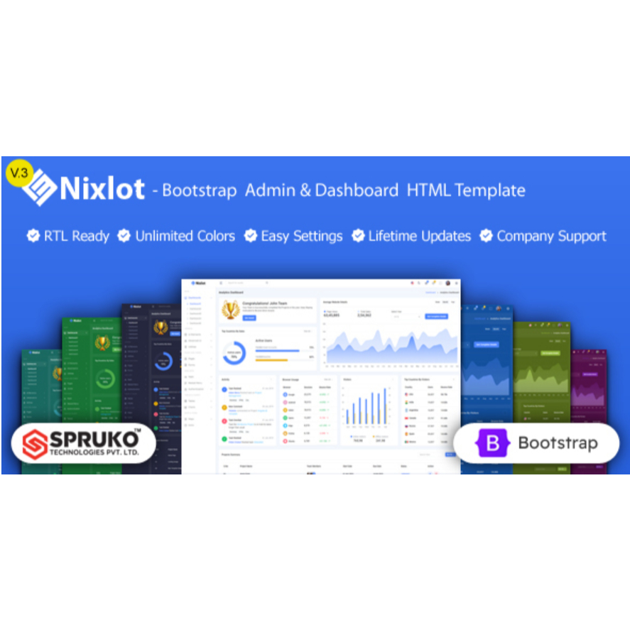 Jual Bootstrap 5 - Nixlot v3.0 Admin Dashboard HTML Template | Shopee Indonesia