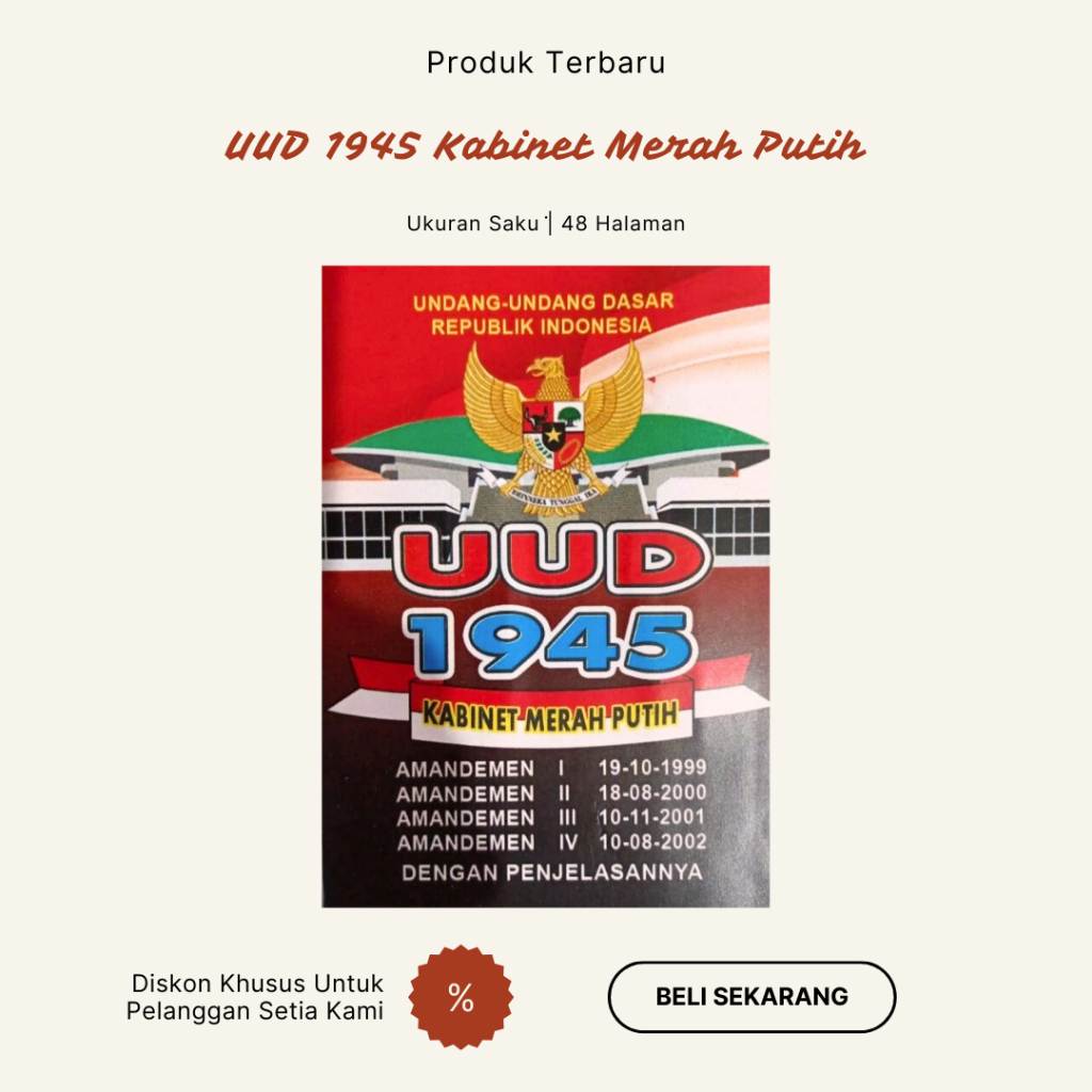 Jual BUKU UUD 1945 KABINET MERAH PUTIH AMANDEMEN I II III IV DENGAN ...