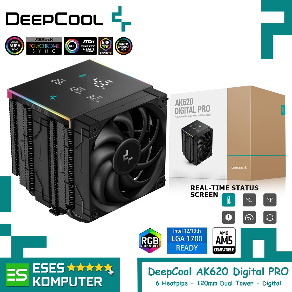 Jual DeepCool AK620 Digital PRO ARGB | Twin Tower AIR CPU Cooler HSF ...