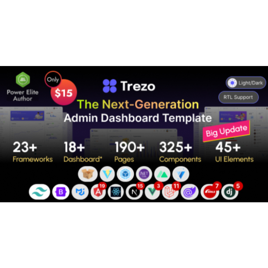 Jual Trezo v2.2.0 - Admin Dashboard Template (Tailwind, Bootstrap, HTML, React, Angular, Vue ...