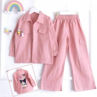 Jual Setcel anak perempuan model kargo bahan linen kuromi set terbaru ...