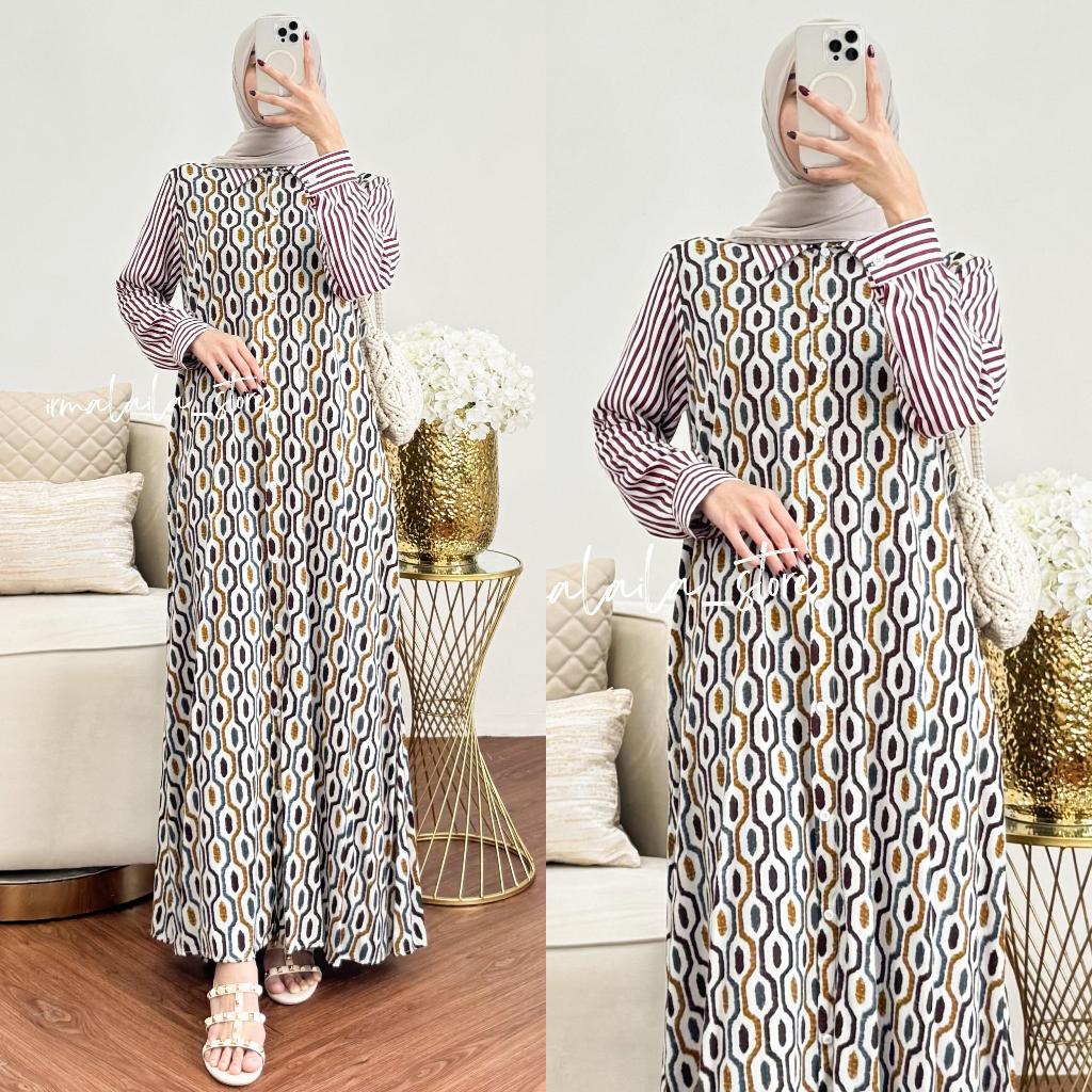 Jual Irmalaila - Midi Salur Nadline Dress Gamis Daily Wanita Rayon ...