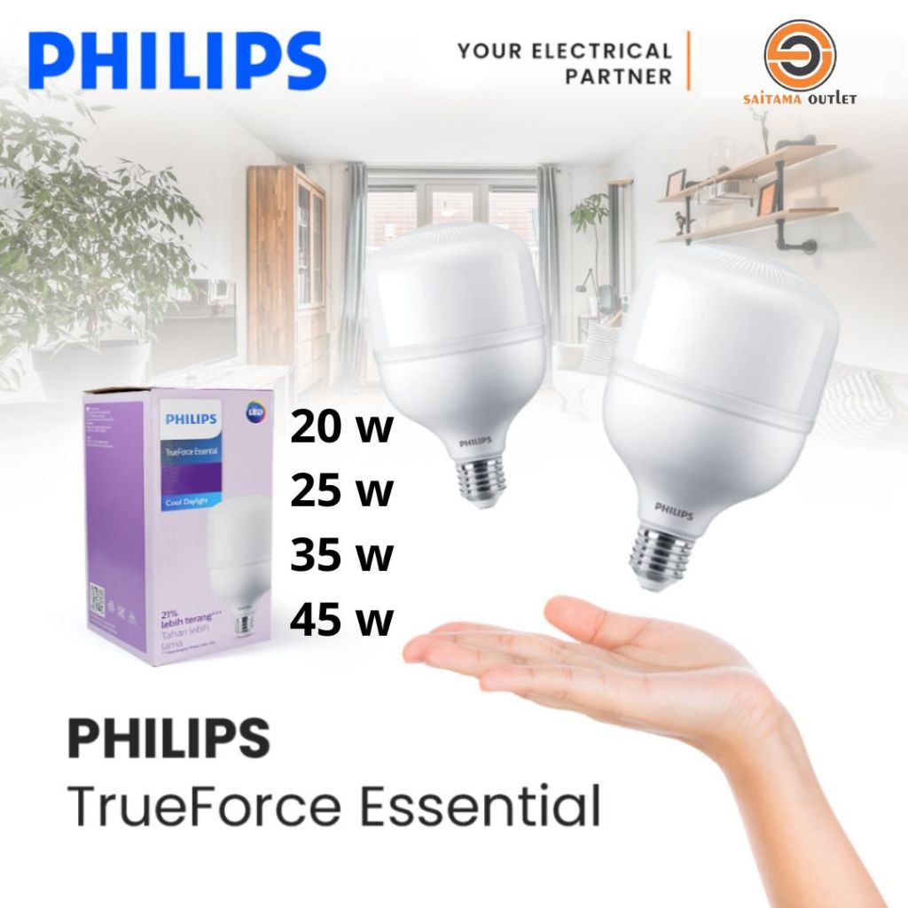 Jual Lampu philips LED TrueForce Essential 20 watt, 25 watt, 35 watt & 45 watt lebih terang ...