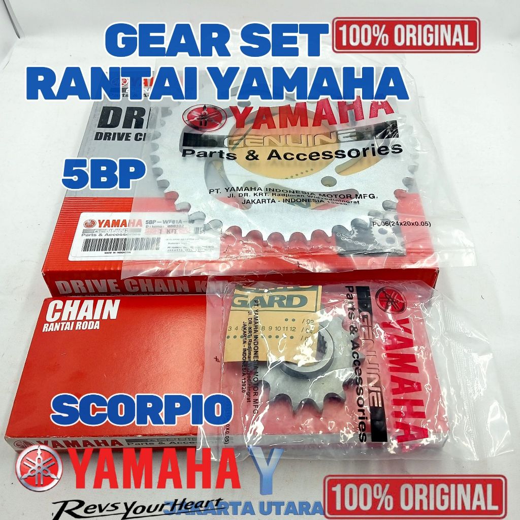Jual GEAR SET + RANTAI YAMAHA 5BP ASLI ORIGINAL SCORPIO Z, SOCRPIO ...