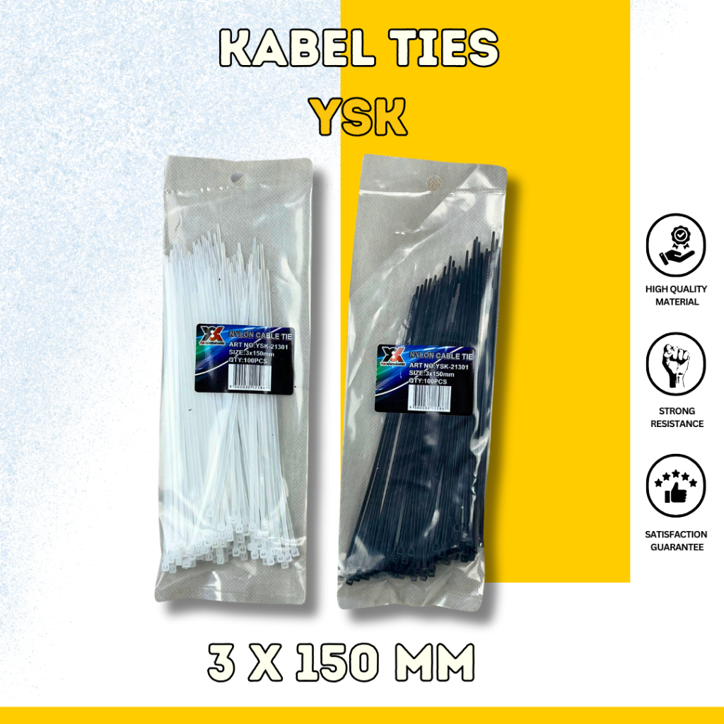 Jual Kabel Ties 15 cm isi 100 pcs / Cable Ties 150 X 3 MM HITAM PUTIH ...